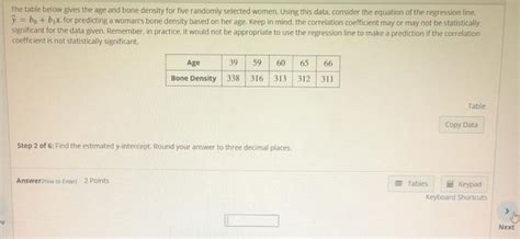 solved the table below gives the age and bone density for