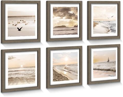 Framed Ocean Photo Wall Art Modern Relaxing Beach Artwork