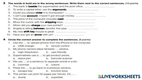 Test 3 And 4 Live Worksheets