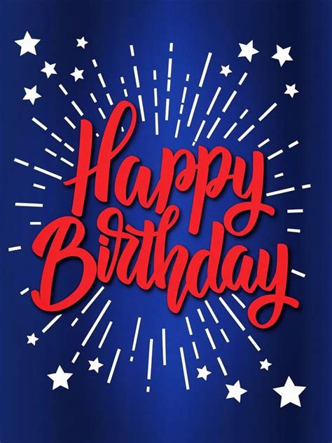Colorful Happy Birthday Card With Fireworks And Stars Happy Birthday