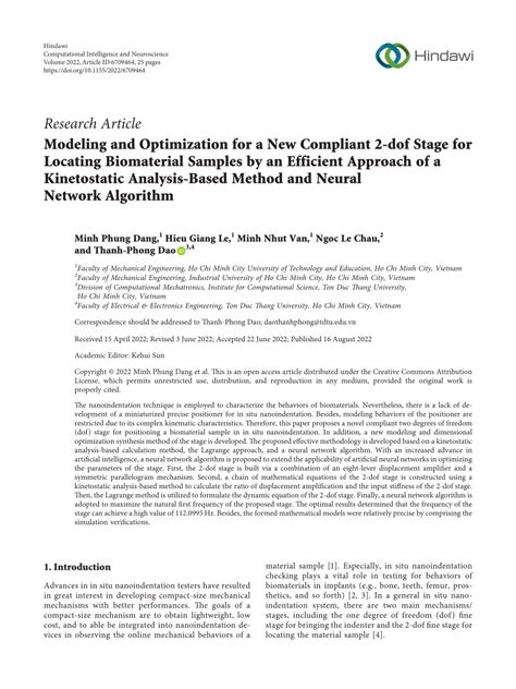 Pdf Modeling And Optimization For A New Compliant 2 Dof Stage For