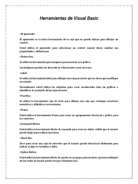 Herramientas De Visual Basic Pdf Software De La Aplicacion