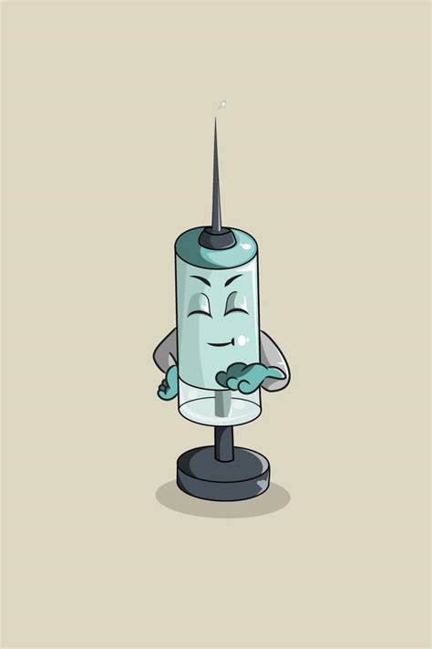 Cute Cartoon Syringe With Smile Character Design Illustration 5294619