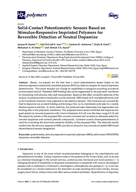 Pdf Solid Contact Potentiometric Sensors Based On Stimulus Responsive