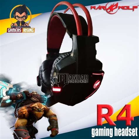 Promo Headset Gaming Warwolf R4 Superbass Red Led With Mic Diskon 23