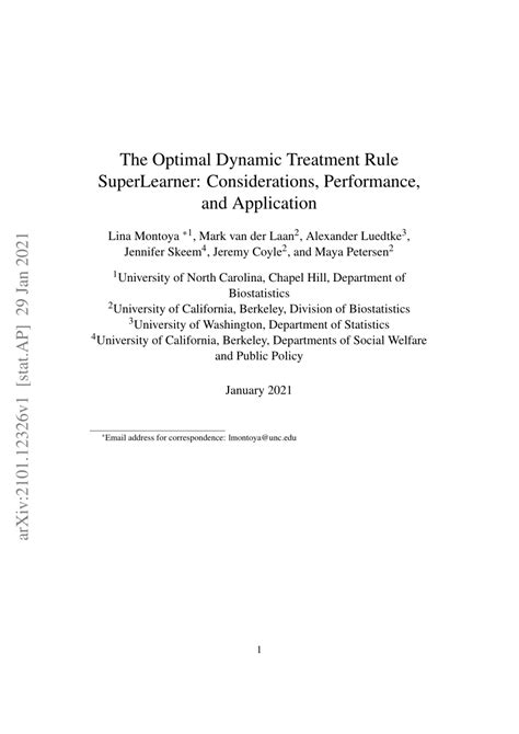 Pdf The Optimal Dynamic Treatment Rule Superlearner Considerations Performance And Application