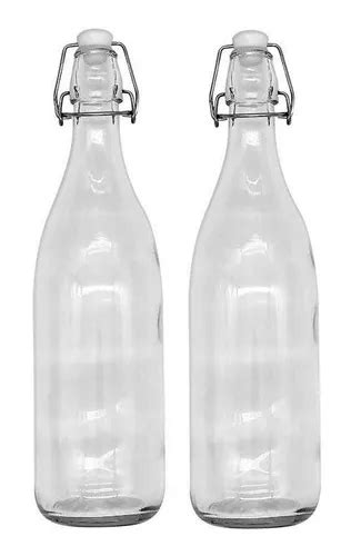 2 Botellas De Vidrio Con Tapa Hermética De 1 Litro Mercadolibre