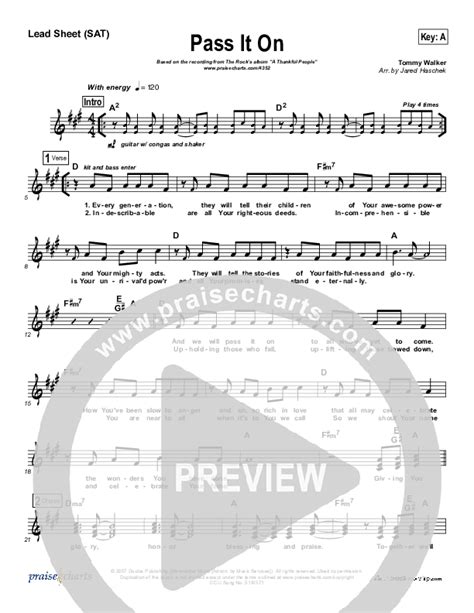 Pass It On Sheet Music Pdf The Rock Worship Praisecharts