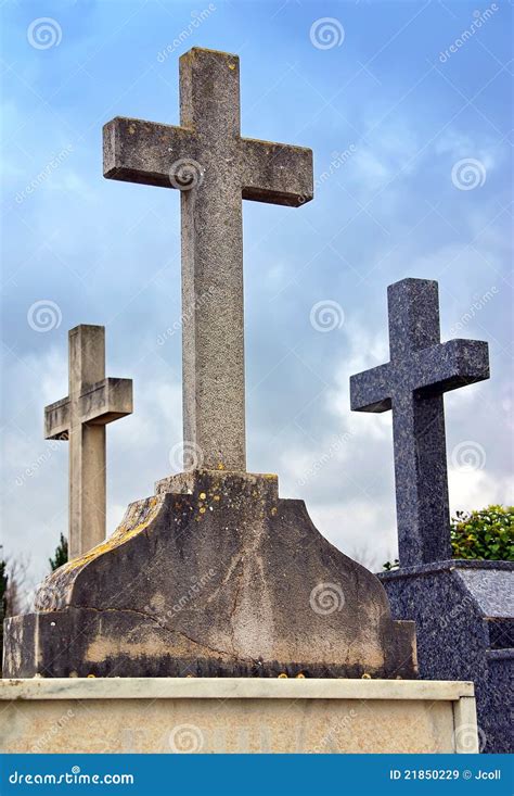 Catholic Cemetery Jesus Christ On The Cross Tombs Royalty Free Stock