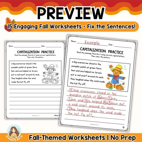 Capitalization Practice Worksheets Fix The Sentences Grades 13