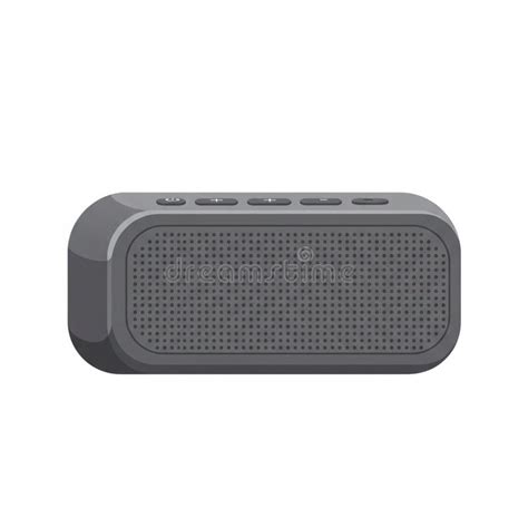 A Compact Rectangular Black Speaker With A Curved Design The Front Has A Stock Illustration