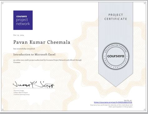 pavan kumar cheemala on linkedin excelskills learningneverstops professionalgrowth coursera