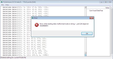 Error While Reding Data Issue 8 Matix Media PickleViewer GitHub