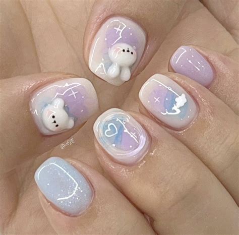 연보라 네일 간단한 네일 네일 아트 트렌드 반짝이는 네일