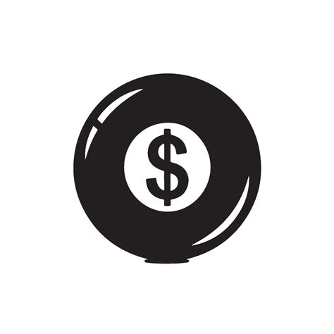 A Black And White Illustration Of A Billiard Ball With A Dollar Sign