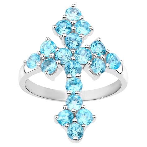 Swiss Blue Topaz Cross Ring 2 18 Carats For Sale At 1stdibs