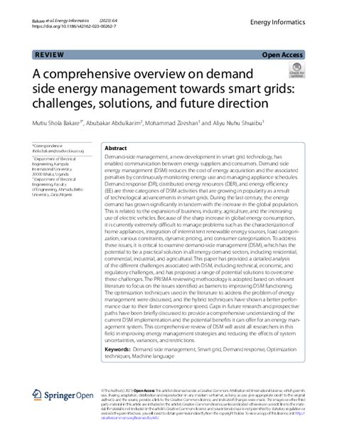 Pdf A Comprehensive Overview On Demand Side Energy Management Towards Smart Grids Challenges