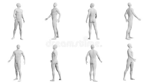 Athletic Young Man Standing And Looking Over Shoulder Multiple Views Side Front Back 360