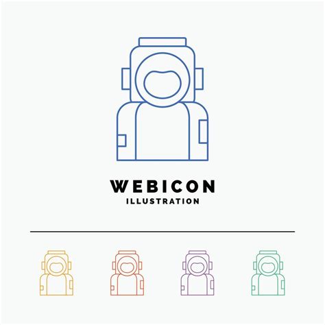 Astronaut Space Spaceman Helmet Suit 5 Color Line Web Icon Template Isolated On White