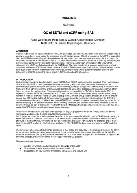 Pdf Qc Of Sdtm And Acrf Using Sas Pdf Qc Of Sdtm And Acrf Using Sas