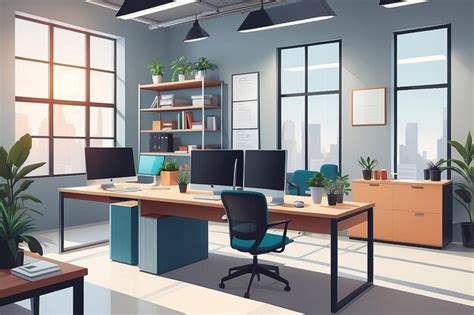 Premium Photo Office Interior And Workspace Modern Office Desktop In