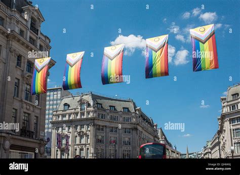Pride Intersex Inclusive Flags Hang In Regents Street Central London