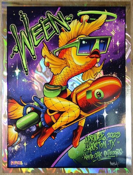2023 Ween Houston Lava Foil Variant Silkscreen Concert Poster By Max Jojos Posters