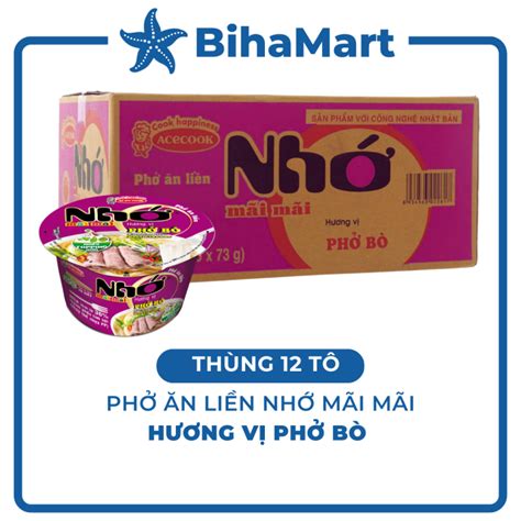 ThÙng 12 TÔ Acecook Tô Nhớ Mãi Mãi Phở ăn Liền Hương Vị Phở Bò 84gtô Lazadavn