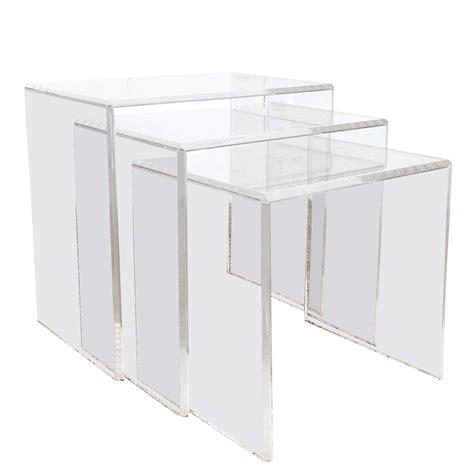 Postmodern Rectangular Lucite Nesting Tables Set Of 3 For Sale At 1stdibs