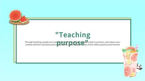 Green Cartoon Style Summer Healthy Diet Food Safety Powerpoint Templete