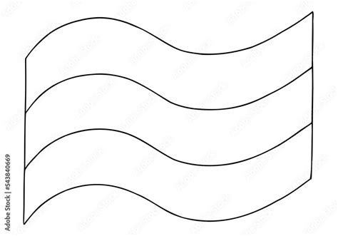 Blank Flag In Three Uniform Horizontal Stripes As A Template Freehand Drawing Doodle Hand