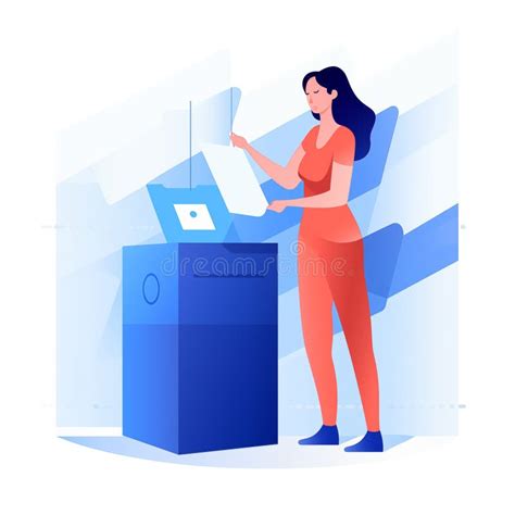 Modern Abstract Illustration Of A Woman Voting At A Ballot Box