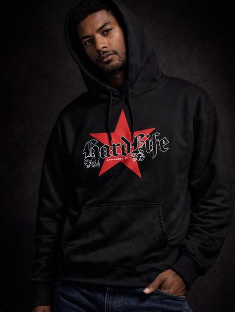Red Star Black Hoodie Hardlife Apparel Company Ltd