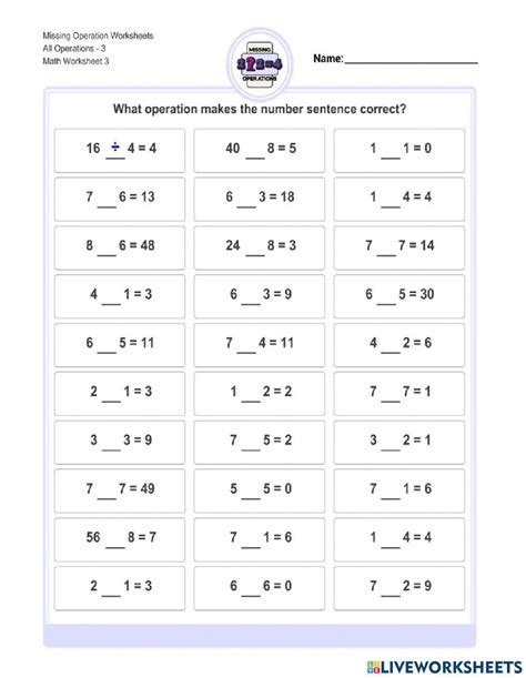 Missing Operation Online Exercise For Live Worksheets