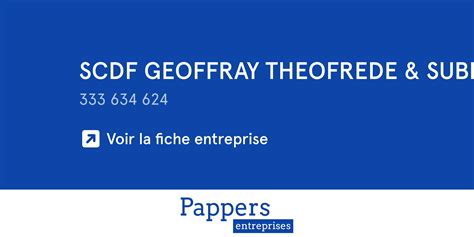 Scdf Geoffray Theofrede And Subert Philipp Chiffre Daffaires Statuts Extrait Dimmatriculation