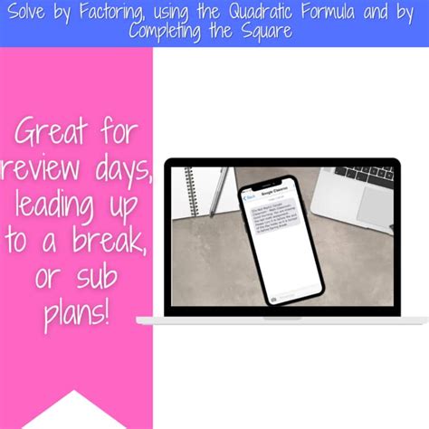 Solving Quadratics Algebra 1 Review Activity By Algebra Onederland