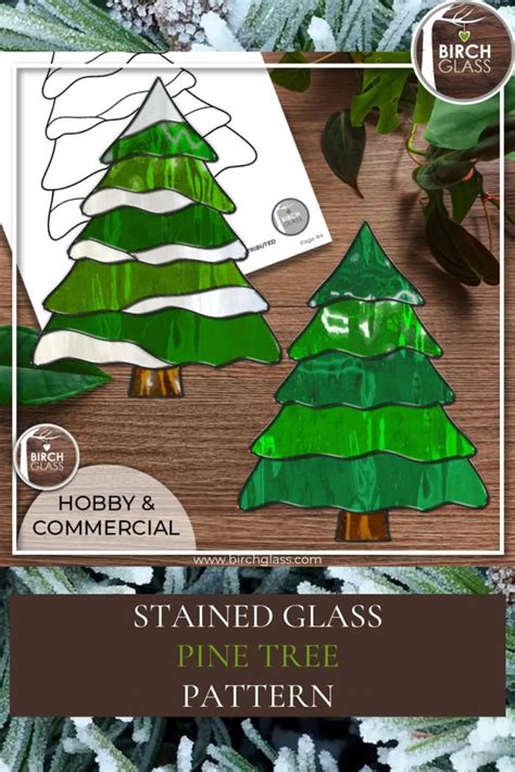 Stained Glass Christmas Tree Pattern Pine Tree Holiday Template Pdf