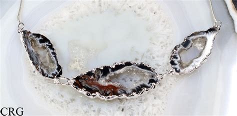 Oco Geode Linked Slice Silver Necklace 1 Piece Crystal River Gems