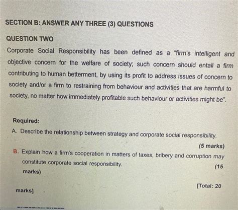 solved section b answer any three 3 questions question