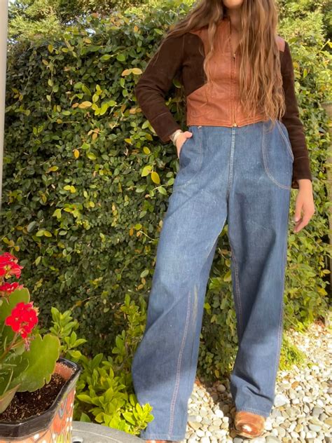 1950s Riveted ‘kitty Carson Double Snap Side Zip Dark Denim Of The Palms