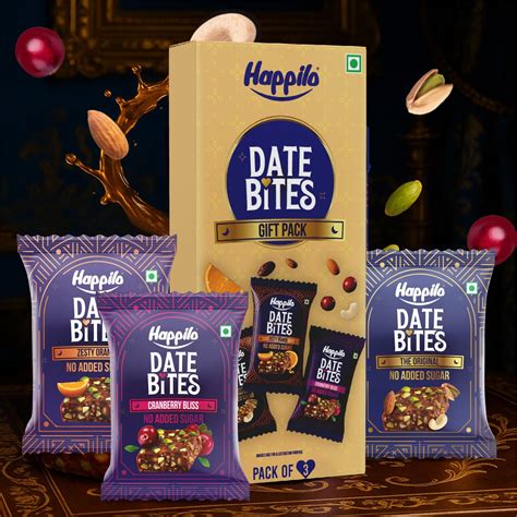 Happilo Date Bites T Pack 60g Date Bites 20g Date Bites Cranberry