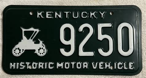 License Plate Kentucky Historic Motor Vehicle 9250 Ebay