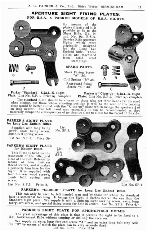 A J And A G Parker And Parker Hale Service Rifle Target Sights