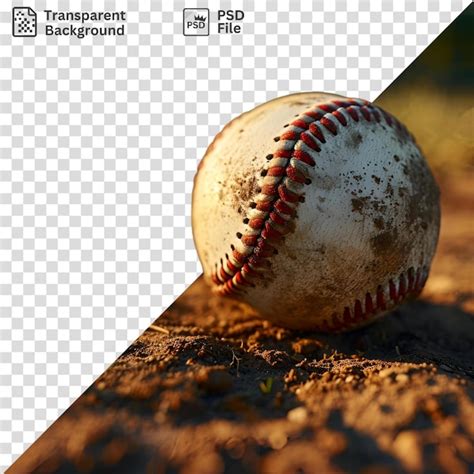 Premium Psd Isolated Red And White Baseball Resting On Brown Ground