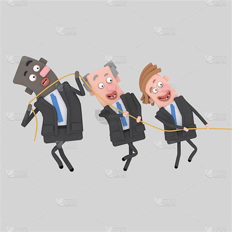 商人们一起拉着绳子