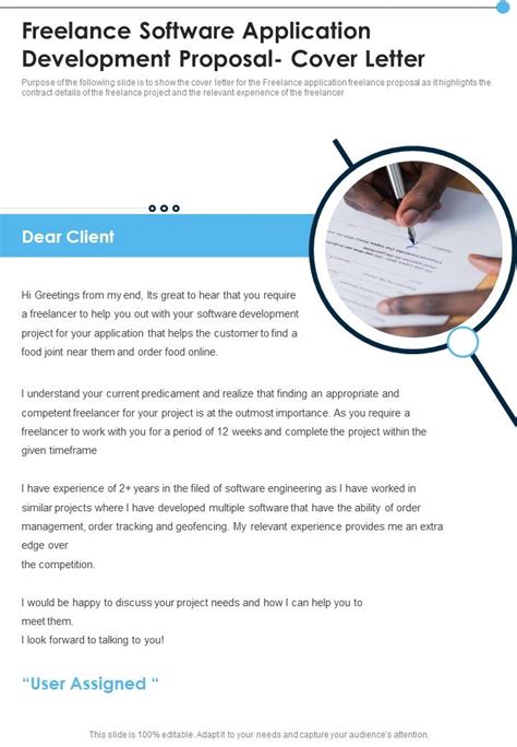 Freelance Software Application Development Proposal Cover Letter One Pager