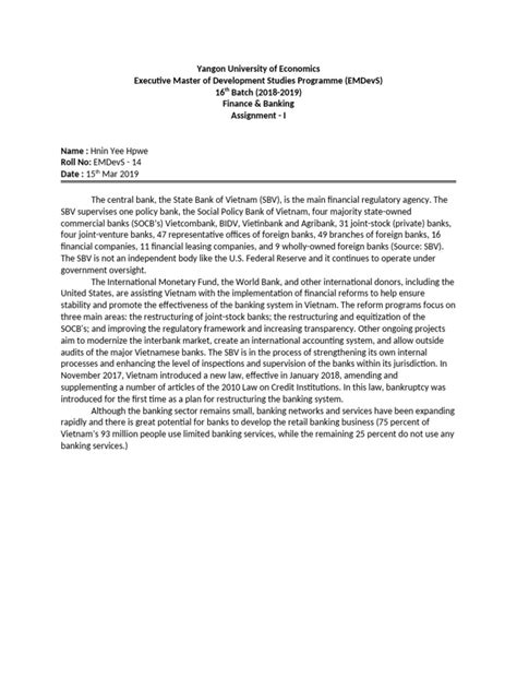 Vietnam Banking Sector Reforms Pdf Finance And Money Management