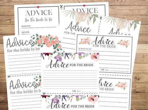 5 Free Printable Bridal Shower Advice Cards Perfect For The Bride To Be