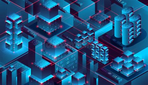 Isometric Big Data Flow Processing Concept Database Stock Vector