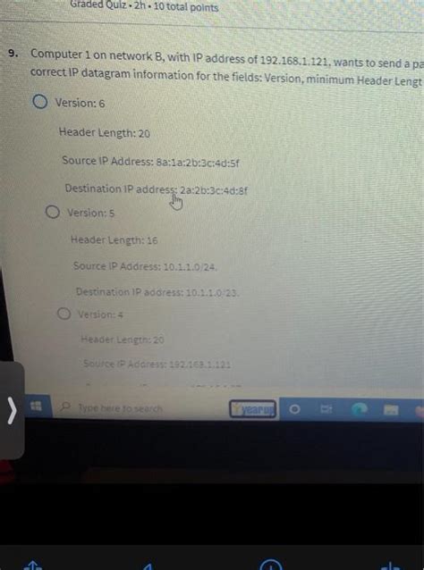 computer 1 on network b with ip address of 192 168 1 121 wants to
